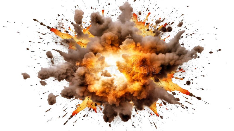 Realistic fiery explosion stock illustration. Illustration of explosive ...