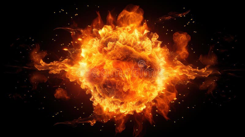 Realistic Fiery Explosion with Sparks and a Large Fireball, Featuring ...