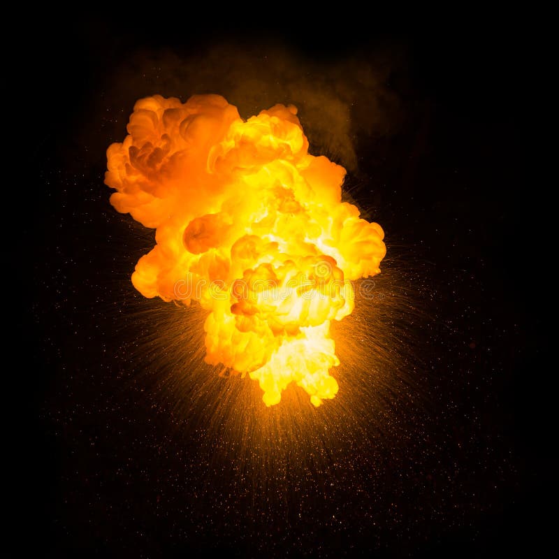 Realistic fiery explosion stock photo. Image of atom - 67740360