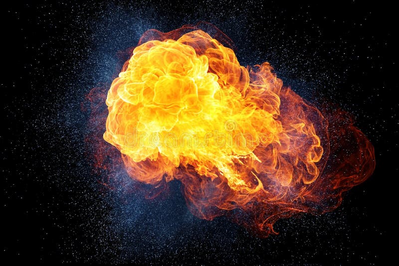 Realistic Fiery Bomb Explosion with White Sparks and Orange Smoke Stock ...