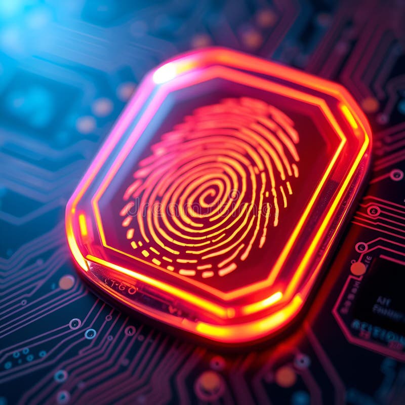 Realistic Fingerprint Scanner Concept Representing Biometric Security ...