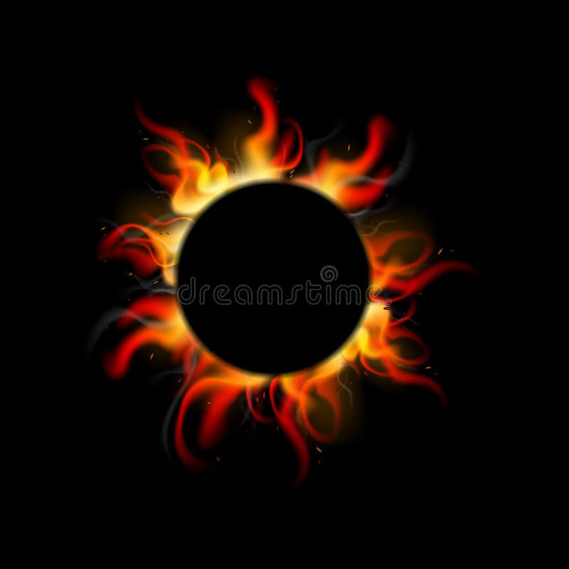 Realistic Fire Background in Circle. Flame Burn Design for Banners ...