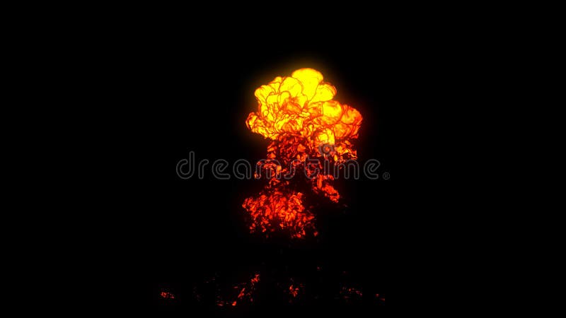 Realistic Fire Blast Explosion with Orange Mushroom Cloud. 3D Rendering ...