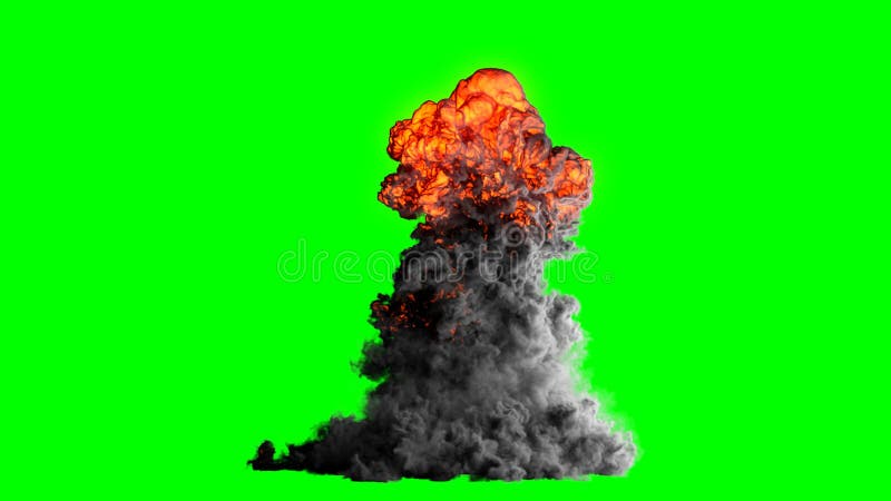 Realistic Fire Blast Explosion and Smoke with Orange Mushroom Cloud. 3D ...