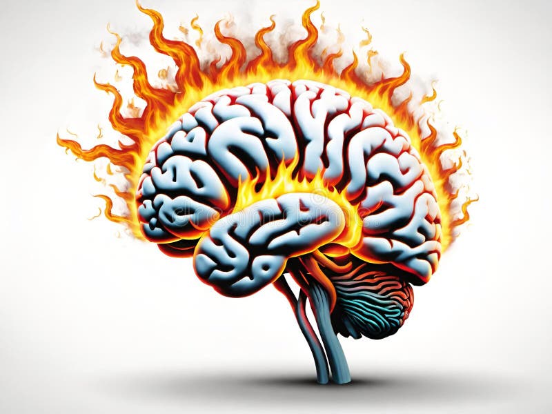 Realistic Fire Brain on White Background Stock Illustration ...