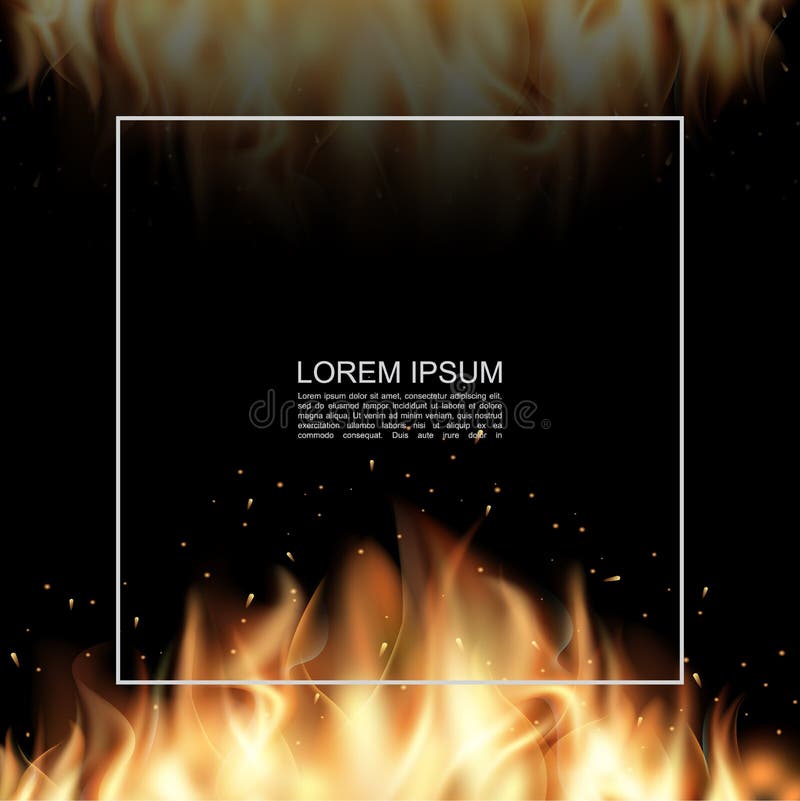 Realistic Fire Burning Poster Stock Vector - Illustration of flammable ...