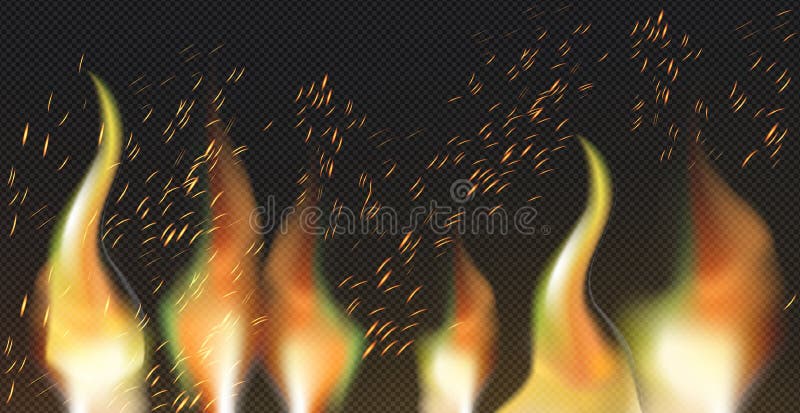 Realistic Fire on a Dark Background - Vector Stock Illustration ...