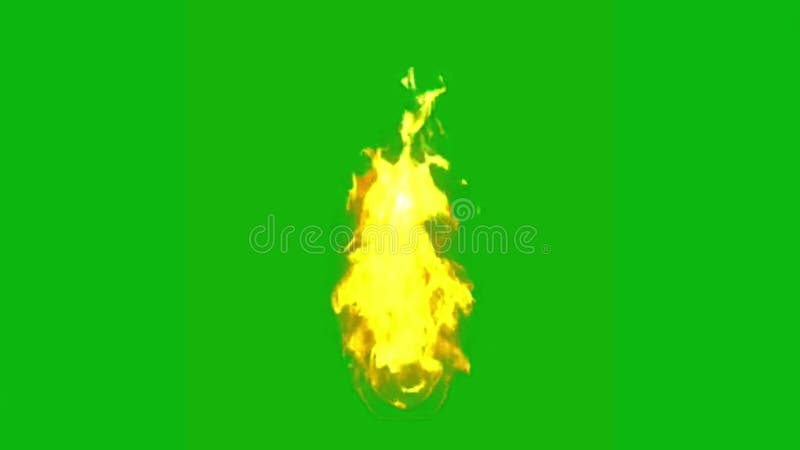 Realistic Fire Effect with Blazing Flames Rising on an Isolated Green ...