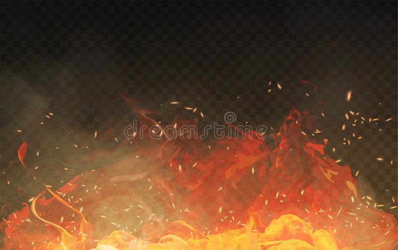 Realistic Fire Effect with Smoke Stock Vector - Illustration of orange ...