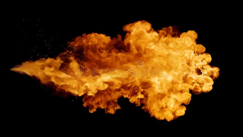 Realistic Fire Explosion and Smoke Plume on Black Background Stock ...