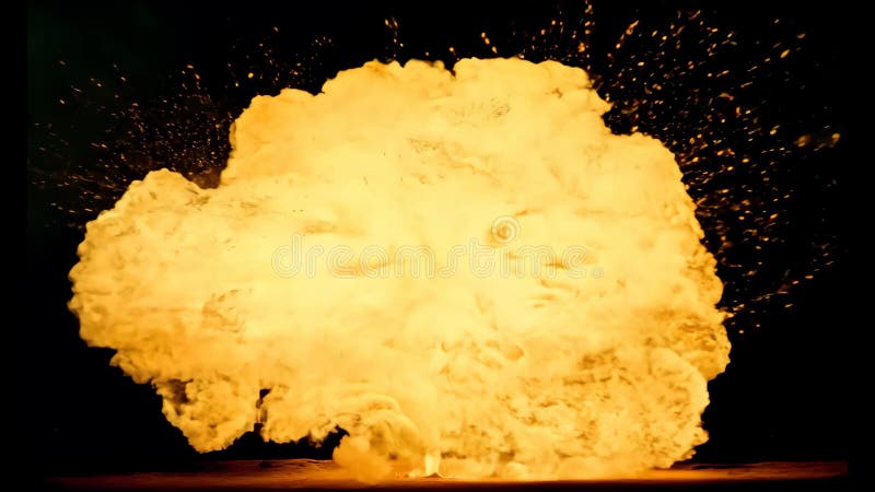 Realistic Fire Explosion and Smoke Plume on Black Background Stock ...