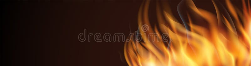 Realistic Fire Flame Corner. Hot Burning Banner Template Stock Vector ...