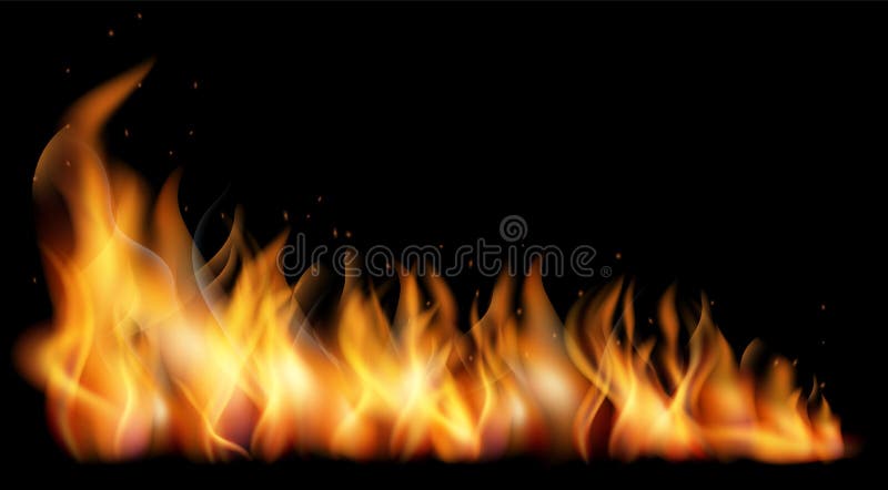 Realistic Fire Flame. Hot Orange Burning Blaze Stock Illustration ...
