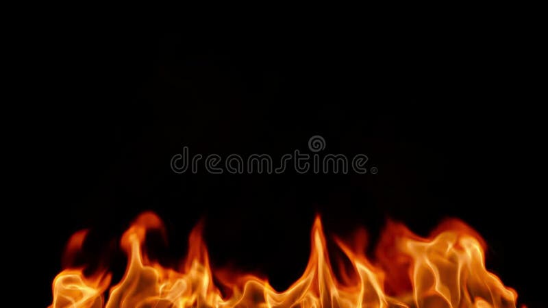 Realistic Fire Flame Isolated on Black Background. Slow-motion Video of ...