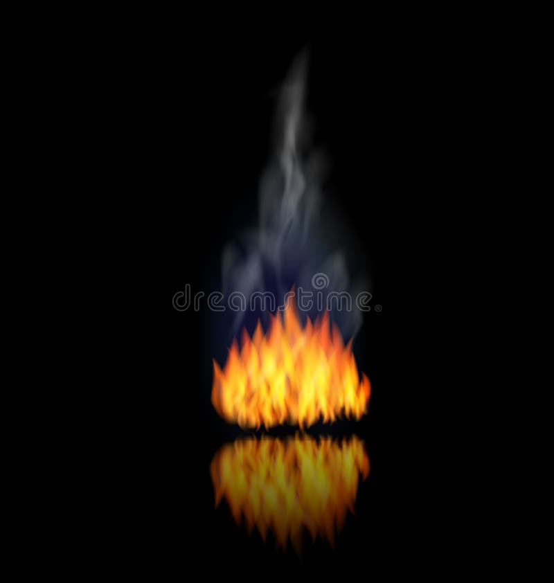 Realistic Fire Flame on Black Background Stock Vector - Illustration of ...