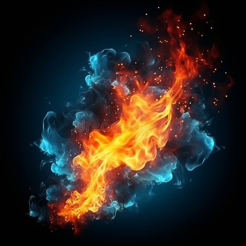 Realistic Fire Flame with Smoke Blue Fire and Smoke,generated with AI ...