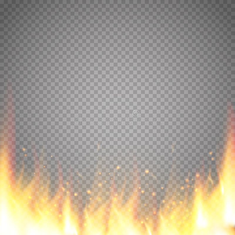 Realistic Fire Flame Vector Special Effect Isolated on Transparent ...