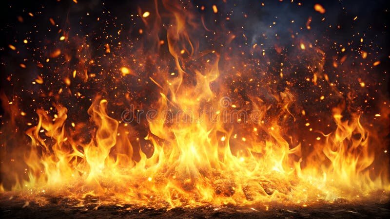 Realistic Fire Flames Background Overlay Stock Illustration ...