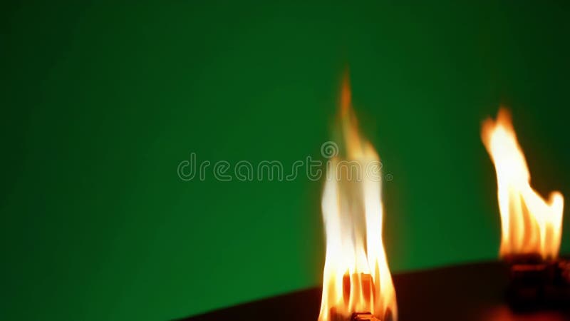 Burning Fire Flames Isolated on Green Screen Chroma Key Stock Video ...