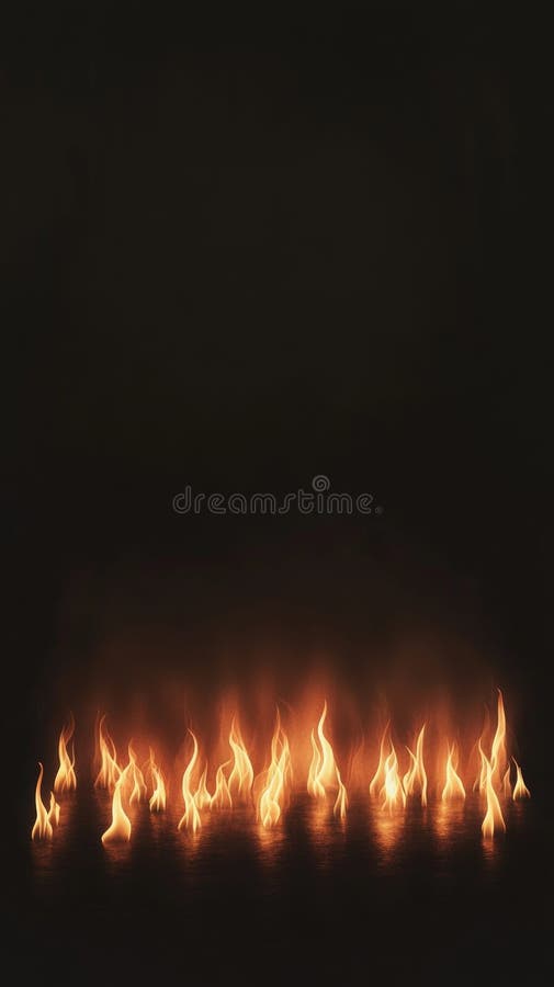 Realistic Fire Flames Burning on Dark Background Stock Image - Image of ...