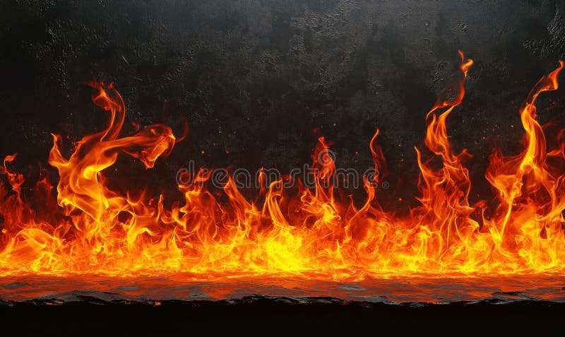 Realistic Fire Flames Dark Background Creating Dramatic Visual Effect ...
