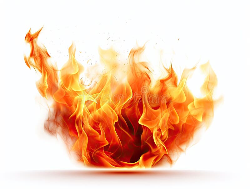 Realistic Fire Flames Igniting the White Background Stock Illustration ...