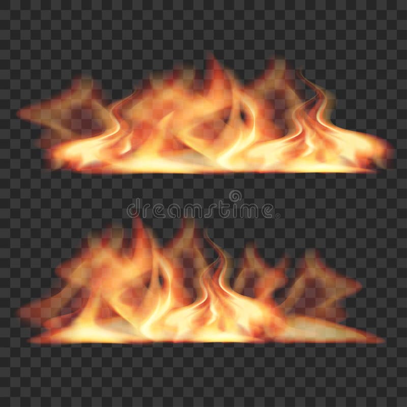 Realistic Fire Flames Set. Burning Campfire Effect. Transparent Overlay ...