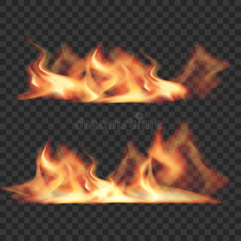 Realistic Fire Flames Set. Burning Campfire Effect. Transparent Overlay ...
