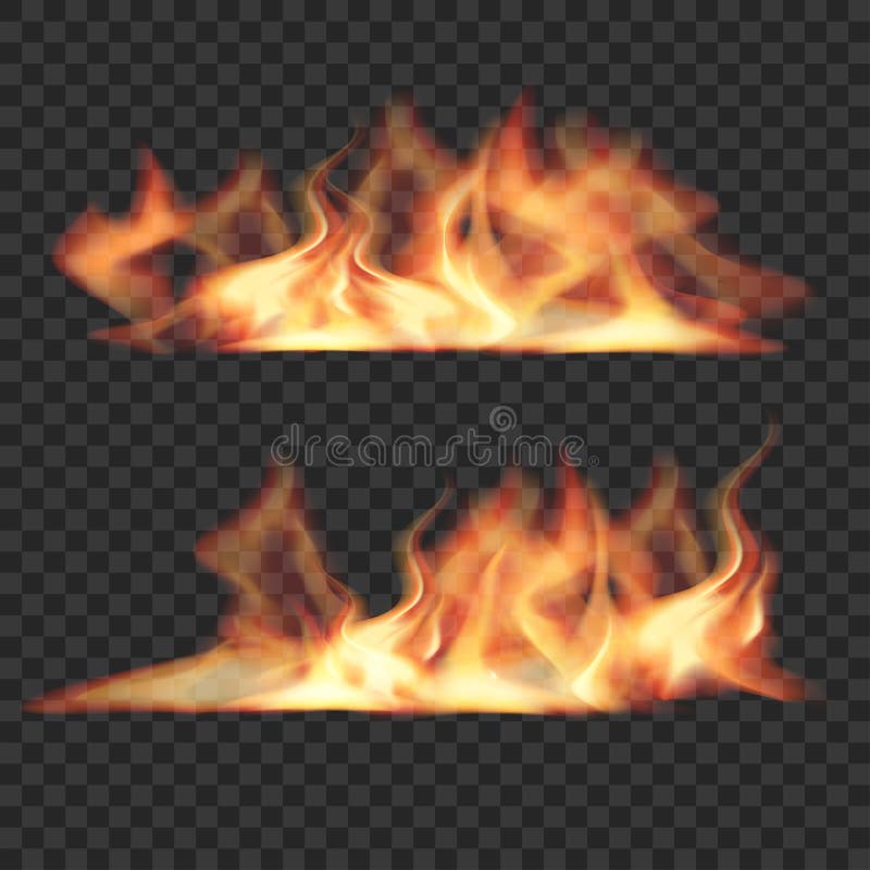 Realistic Fire Flames Set. Burning Campfire Effect. Transparent Overlay ...