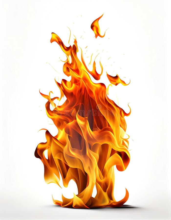 Realistic Fire Isolated on White Background, Created with Generative AI ...