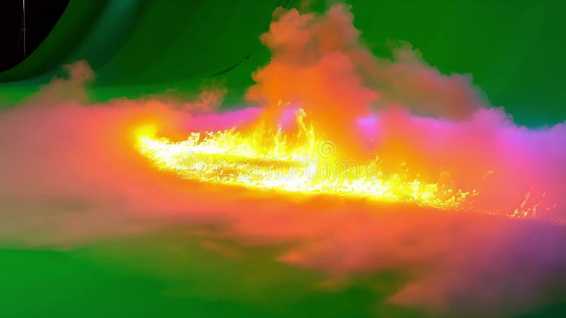 Realistic Fire and Smoke Vfx Element on Green Screen Stock Footage ...