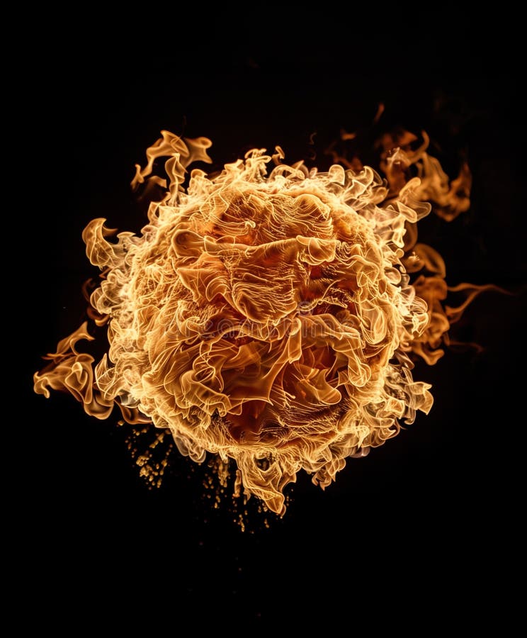 Realistic Fireball on a Black Background, Generative AI Stock ...