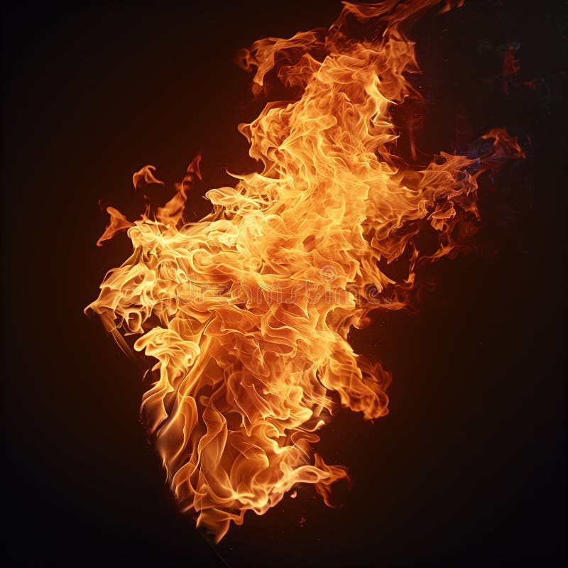 Realistic Fireball on a Black Background, Generative AI Stock ...