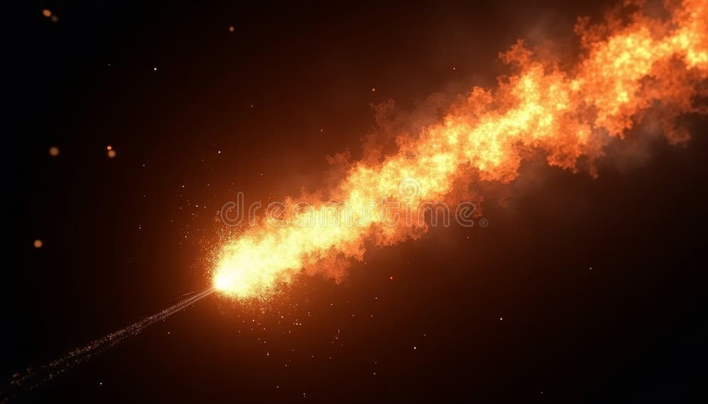 Realistic Fireball Comets with Isolated Flame Trails Stock Illustration ...
