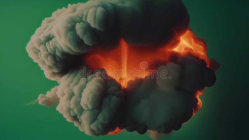 Realistic Fireball Explosion Expanding on Green Screen Background Stock ...