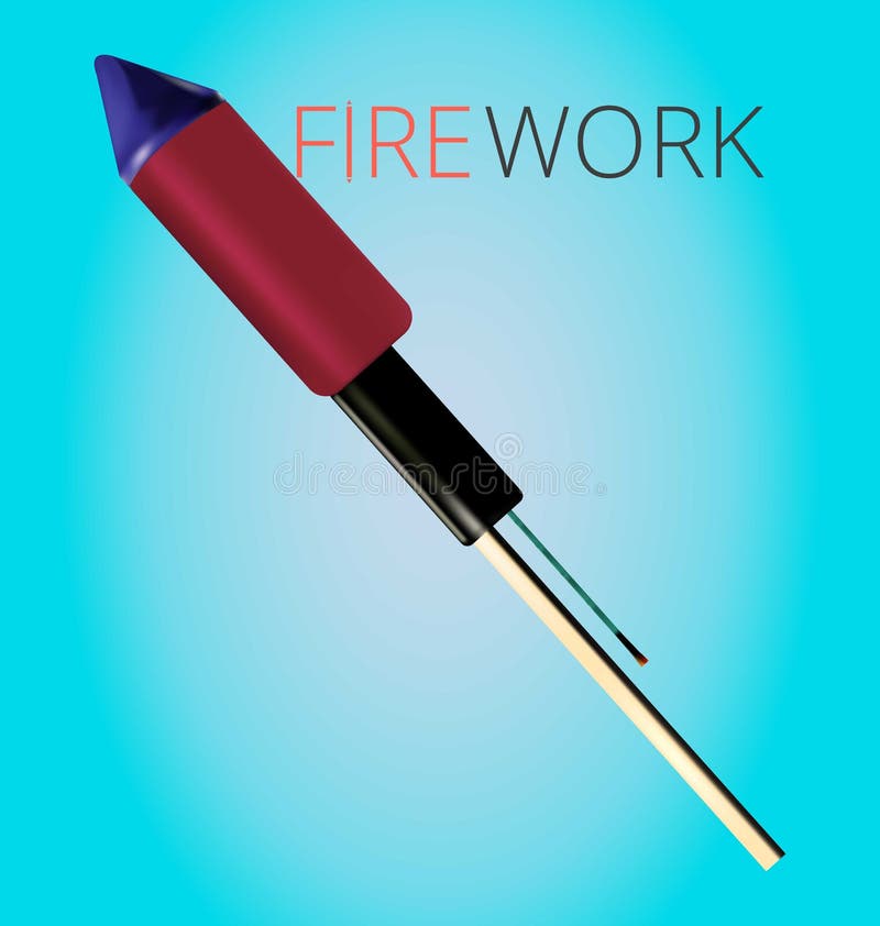 Realistic Firework Rocket . Stick Red and Black Firework Stock Vector ...