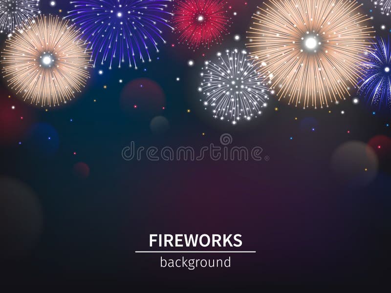 Realistic Fireworks Background Stock Vector - Illustration of ...