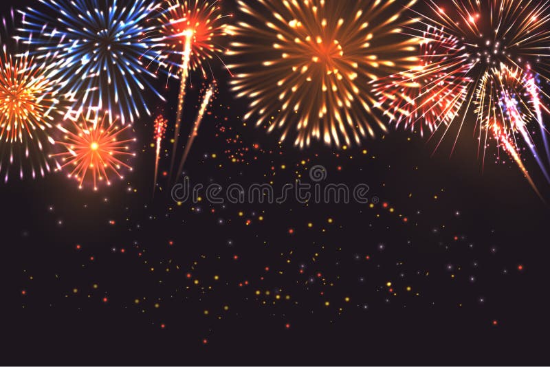 Realistic Fireworks Background Composition Stock Vector - Illustration ...