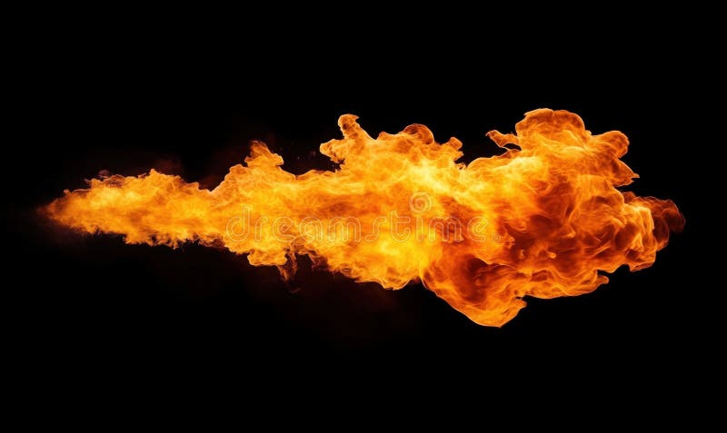 Realistic Flame Effect with Vibrant Orange and Yellow Colors on Black ...