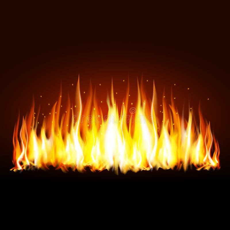 Realistic Flame, Fire on Black Background - Vector Stock Vector ... Realistic Flame, Fire on Black Background - Vector Stock Vector ...