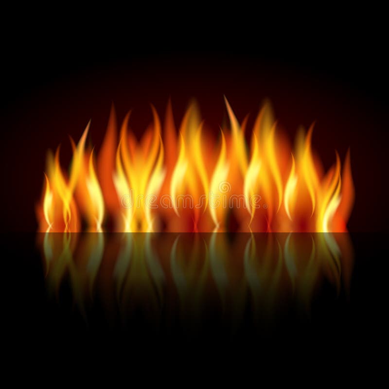 Realistic Flame, Fire on Black Background - Vector Stock Vector ... Realistic Flame, Fire on Black Background - Vector Stock Vector ...