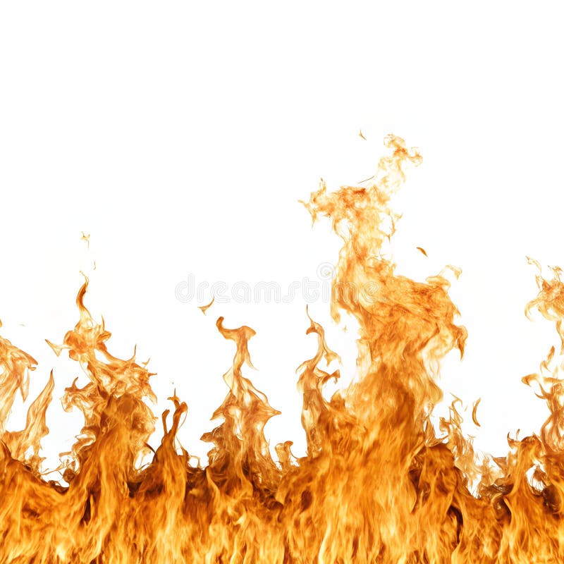 Realistic Flames Border Isolated on White Background Stock Illustration ...