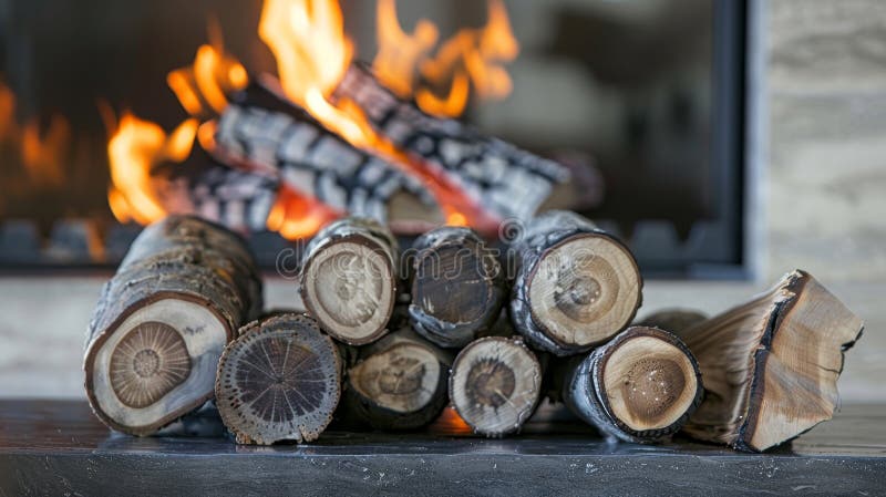 Realistic Flames Rising from Logs Emphasizing Fire Safety and ...