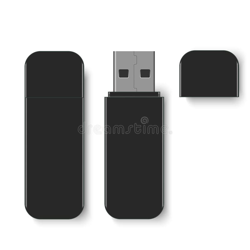 Realistic USB Flash Drive Isolated on White Background : Vector ...