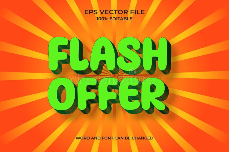 Realistic Flash Offer 3D Editable Text Style Effect Stock Vector ...