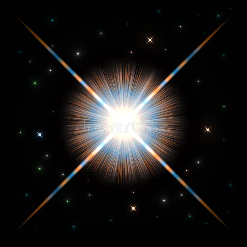 Realistic Flashing Star Vector Stock Vector - Illustration of lens ...