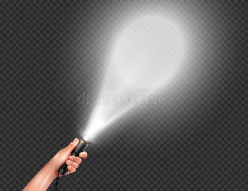 Realistic Flashlight in Hand Composition Stock Vector - Illustration of ...