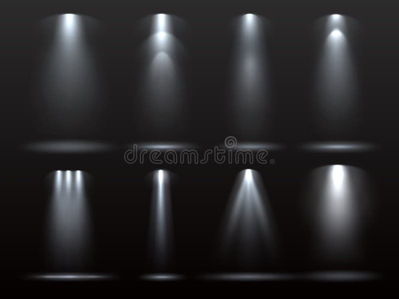 Realistic Flashlight Rays. Different Shapes Luminous Directional Shiny ...