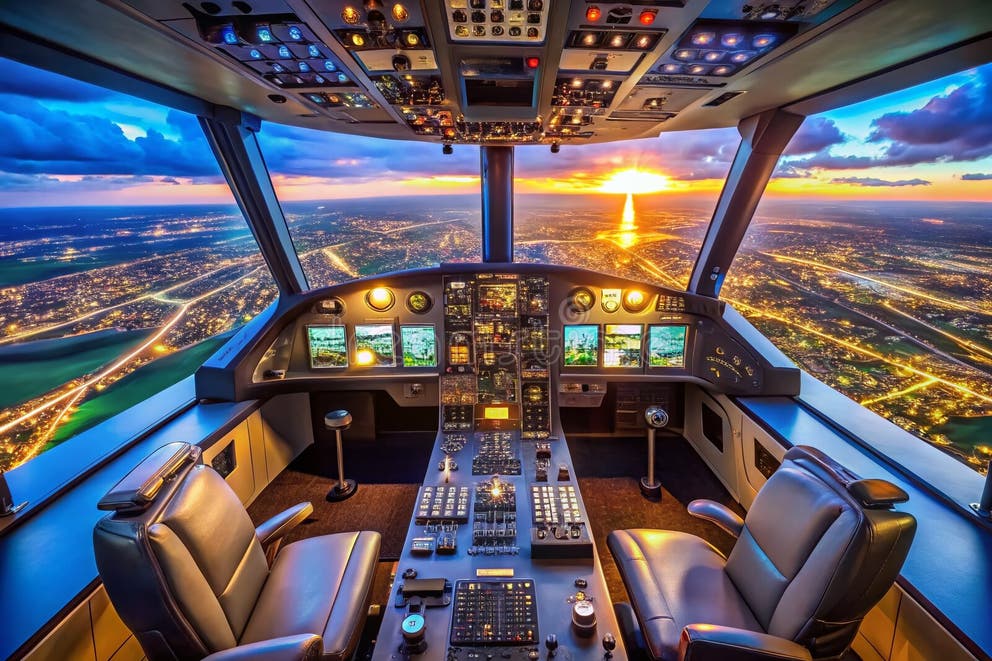 Realistic Flight Simulator Cockpit Detailed Controls and Immersive ...