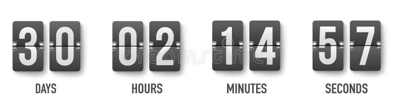 Realistic Flip Countdown Clock Counter Timer Flat Count Down Day Stock Vector Illustration Of